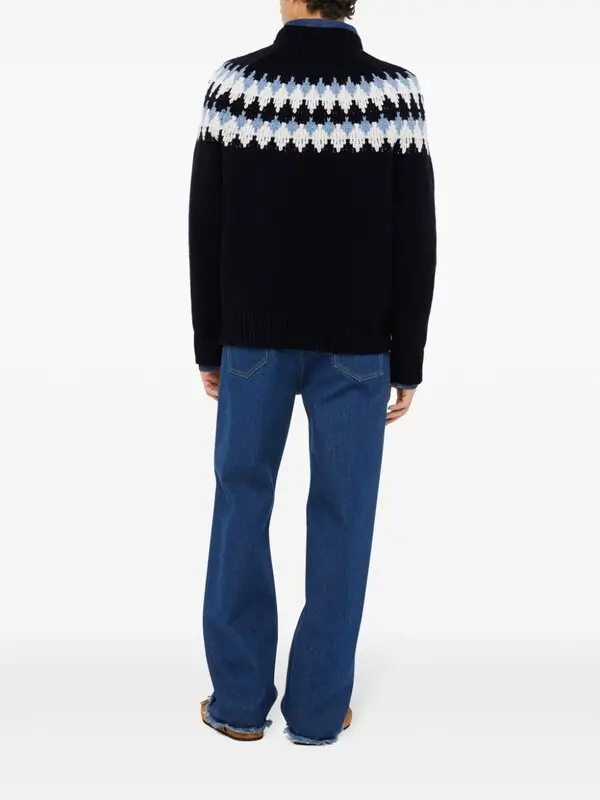 Alanui Fair Isle Intarsia-knit Wool Sweater - Blue