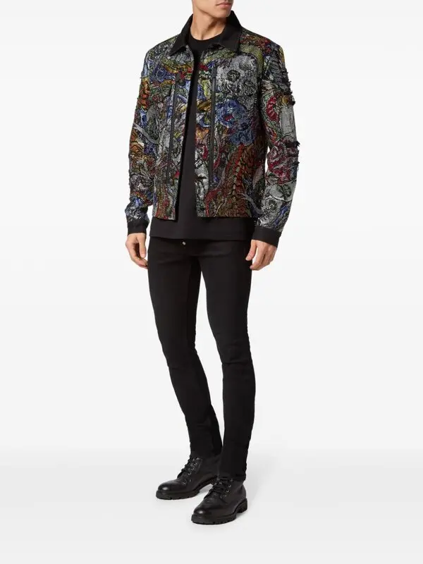 Philipp Plein Crystal-embellished Denim Jacket