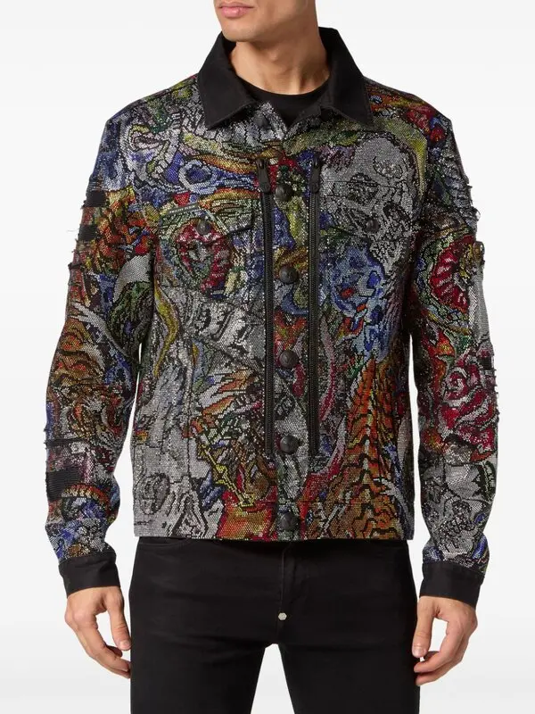 Philipp Plein Crystal-embellished Denim Jacket
