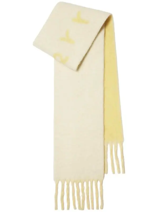 Burberry Logo-intarsia Reversible Scarf - Yellow