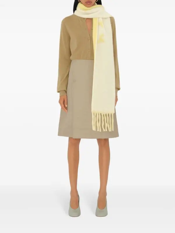 Burberry Logo-intarsia Reversible Scarf - Yellow