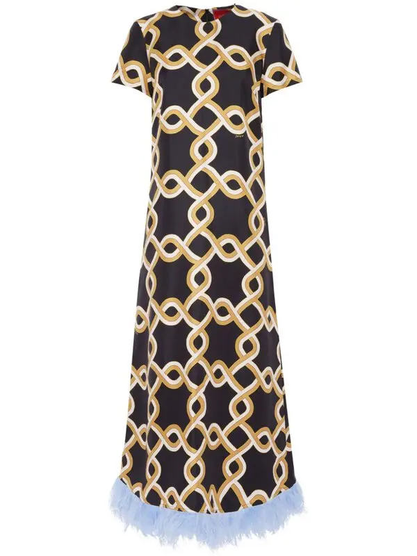La DoubleJ Swing Dress With Feathers - Black