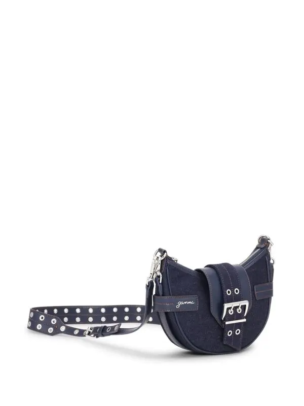 GANNI Small Bucky Denim Crossbody Bag - Blue