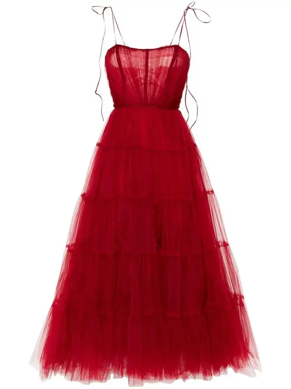 ANA RADU Tulle Maxi Dress - Red