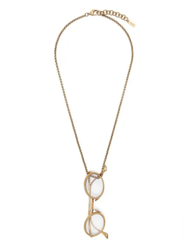 Moschino Glasses Pendant Necklace - Gold