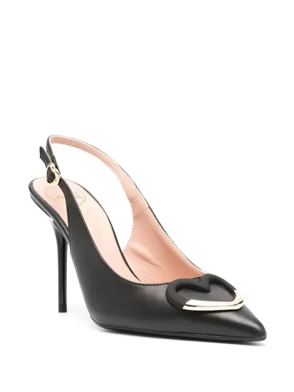 Moschino 100mm Heart Appliqué Slingback Pumps