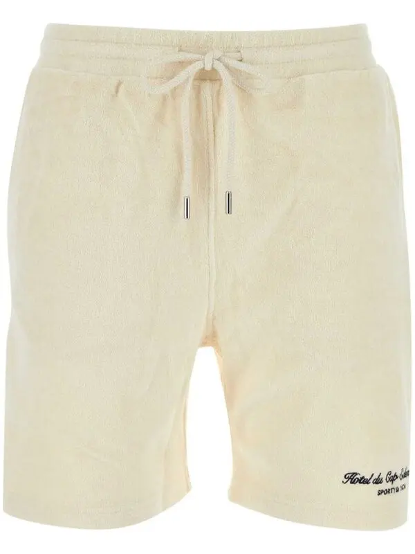 SPORTY & RICH Hotel Du Cap Track Shorts - Neutrals