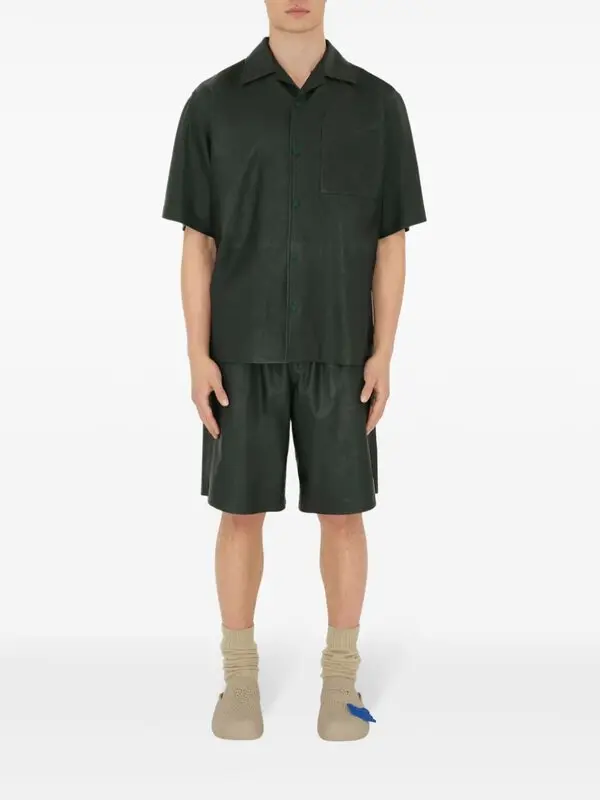 Burberry Logo-debossed Leather Shorts