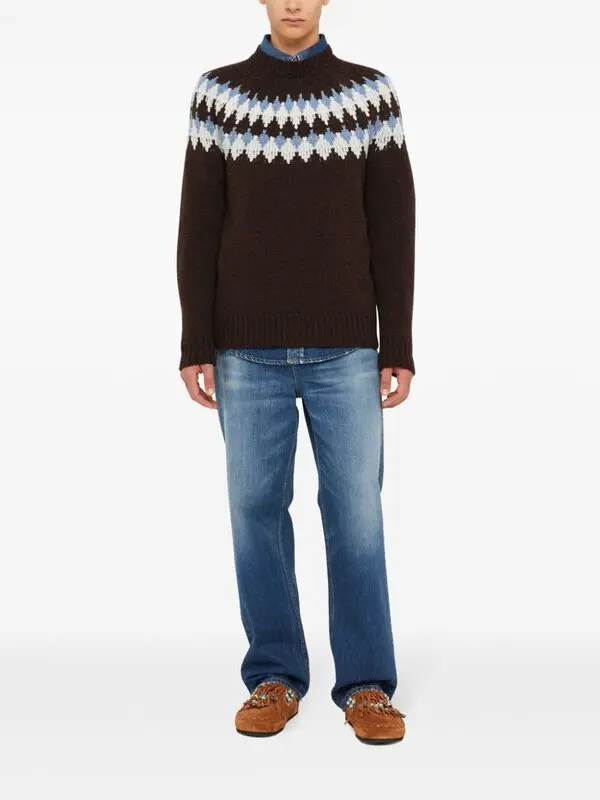 Alanui Fair Isle Intarsia-knit Wool Sweater - Brown