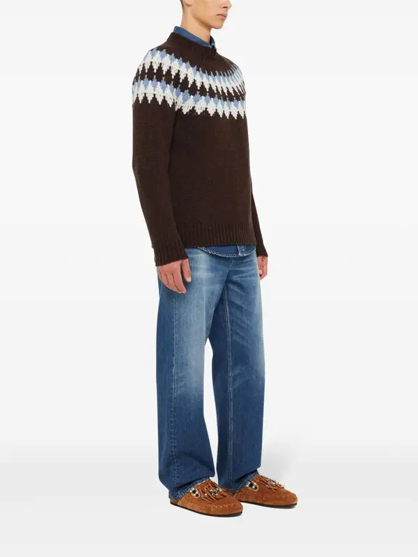 Alanui Fair Isle Intarsia-knit Wool Sweater - Brown
