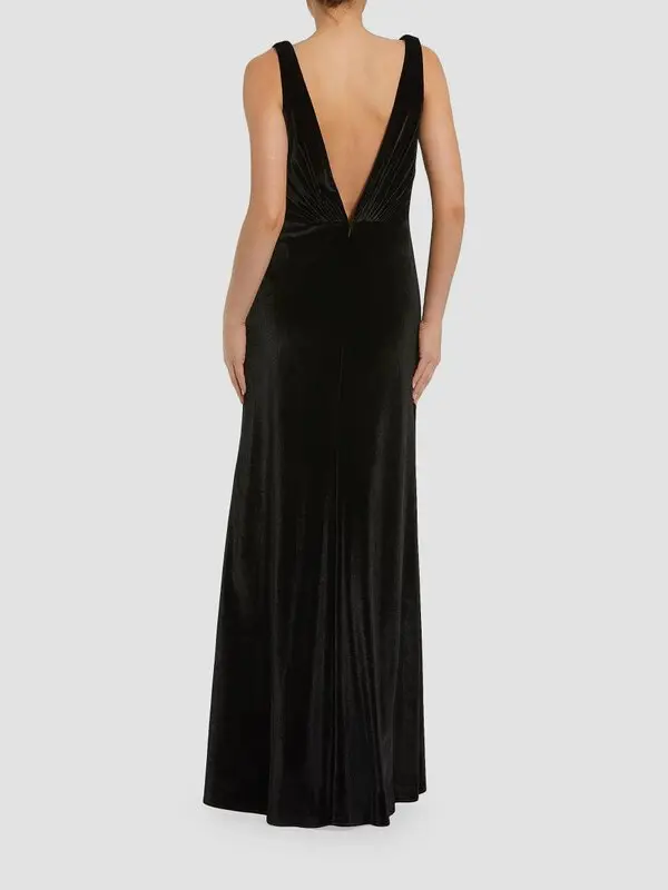Mac Duggal Draped Velvet Tie Slip Gown