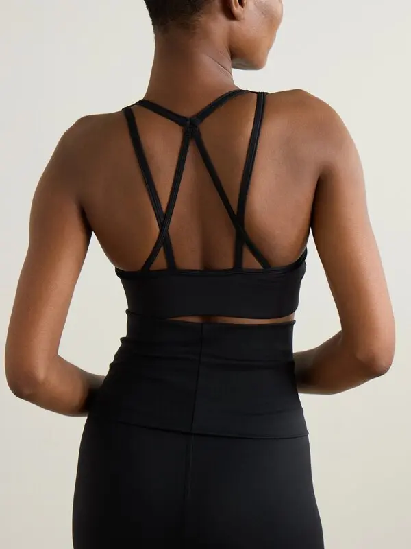 Adidas By Stella McCartney Truestrength Logo-print Recycled Stretch-jersey Sports Bra - Black