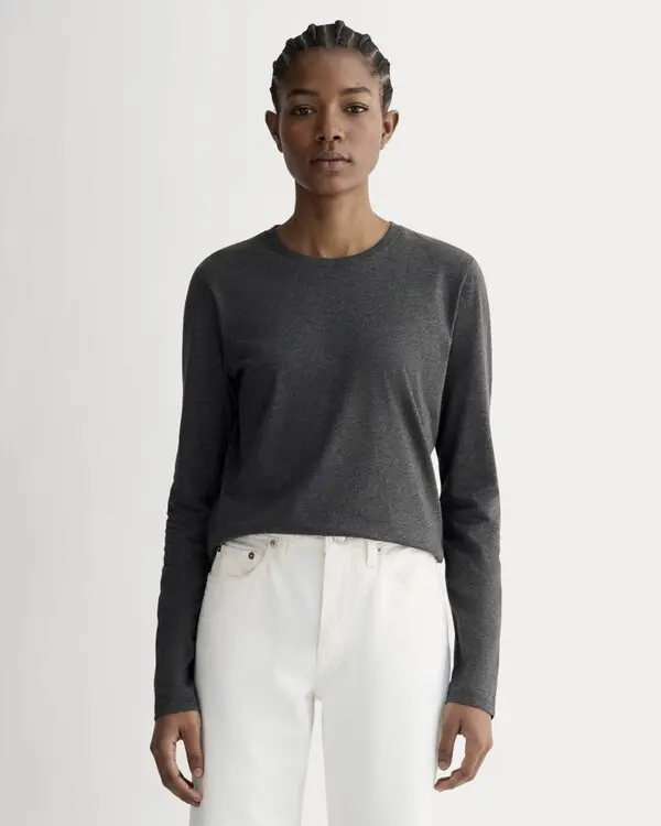 Everlane Slim Long-sleeve Crew Neck T-shirt - Heathered Soot