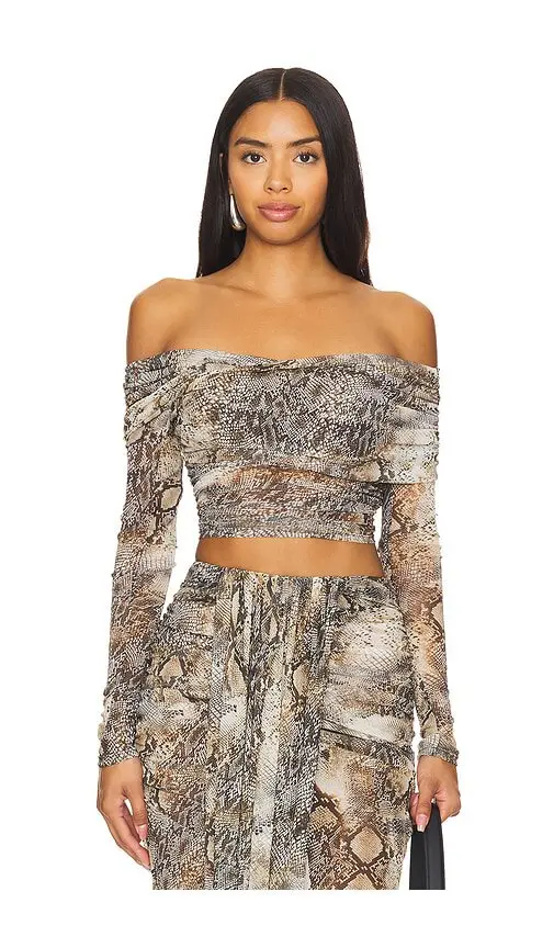 Lapointe Mesh Off Shoulder Wrap Top