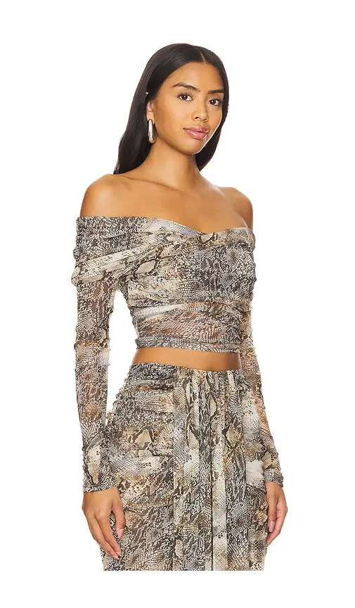 Lapointe Mesh Off Shoulder Wrap Top