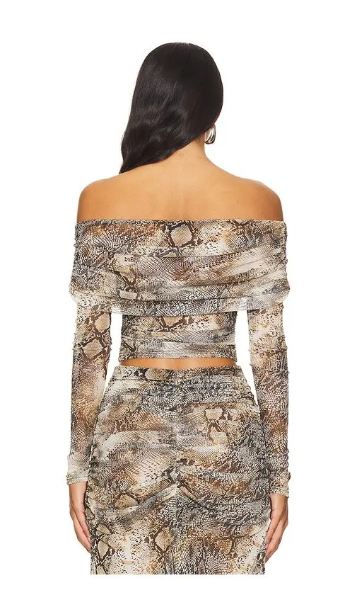 Lapointe Mesh Off Shoulder Wrap Top