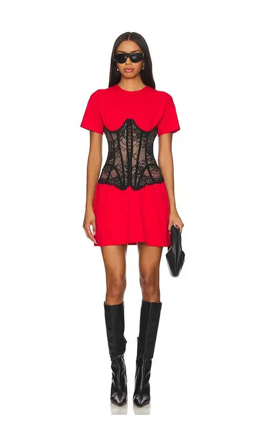 knee length dresses for ladies The T-Shirt Dress in Tomato Textured Cotton Tomato Textured Cotton / 2023SP495 TTC / 2