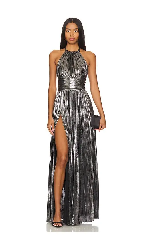 Retrofete Reiss Dress In Metallic Silver