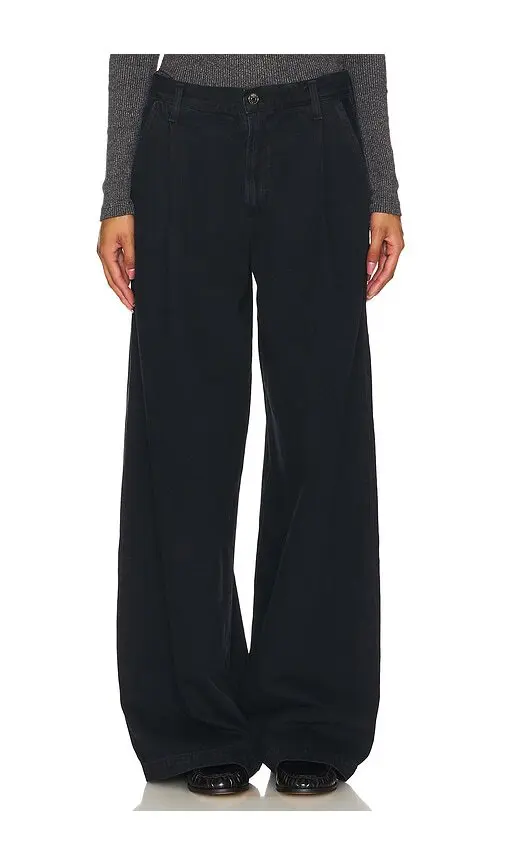 AGOLDE Ellis Wide Leg In Black - Crushed