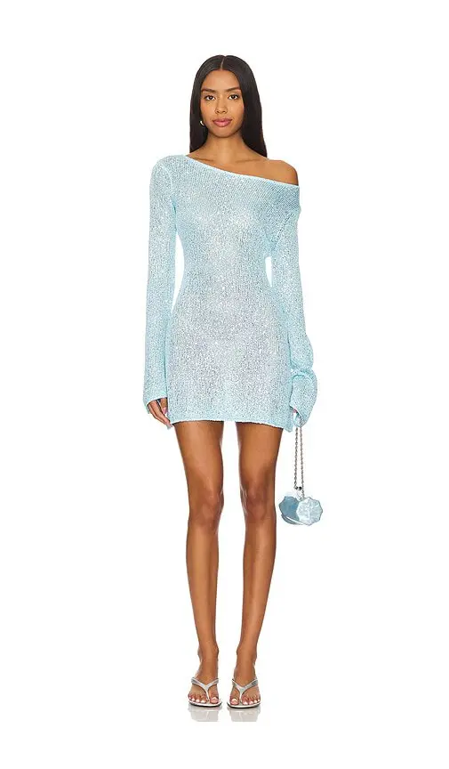 knee length dresses for ladies Sofia Long Sleeve Sequin Maxi Dress / White | Meshki
