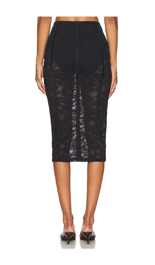 FLEUR DU MAL Le Stretch Lace Pencil Skirt - Black