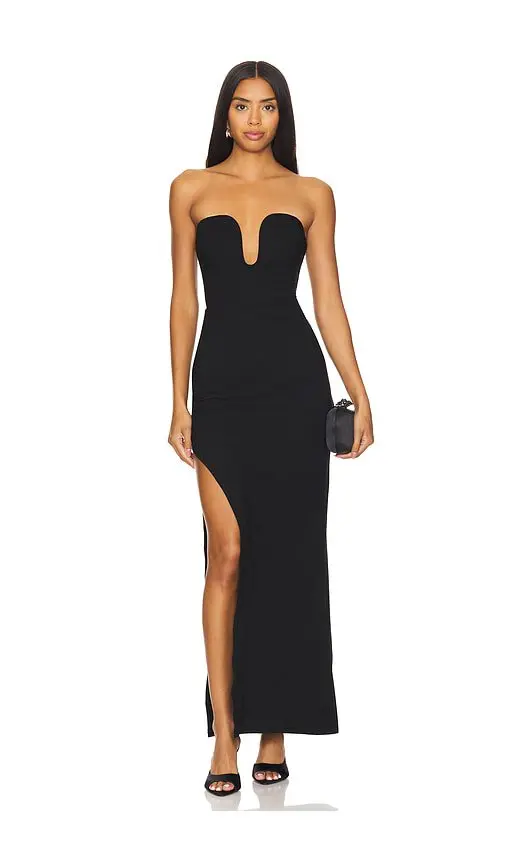Elliatt Women's Eden Strapless Plunge Neck Gown - Black - Gowns