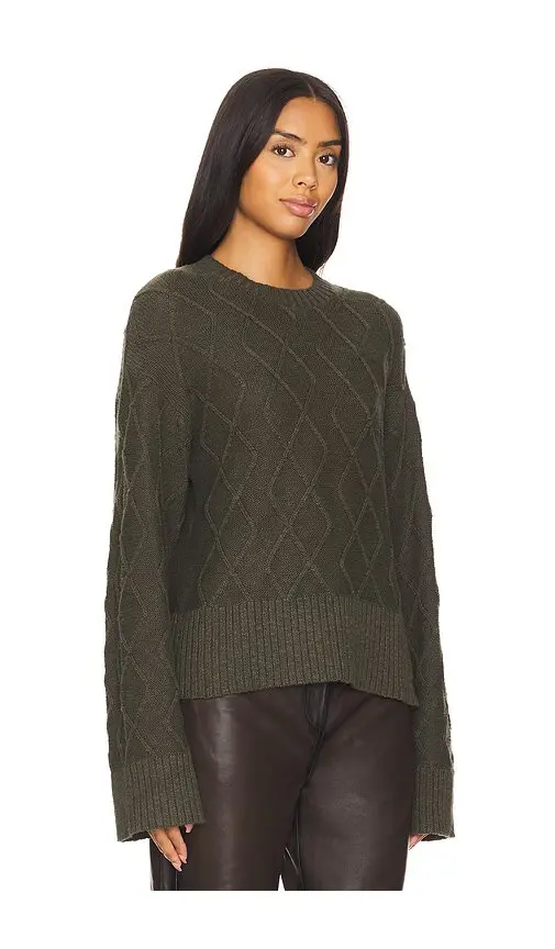 Sanctuary Coastal Cable Crewneck Sweater - Dark Olive