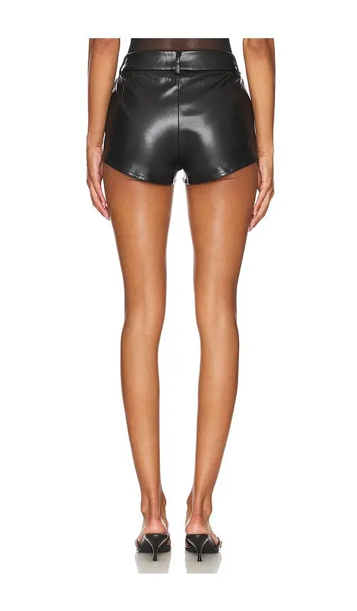 Superdown Faux Leather Hot Shorts - Black