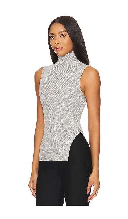 ALL THE WAYS Ribbed Knit Mock Neck Sleeveless Top