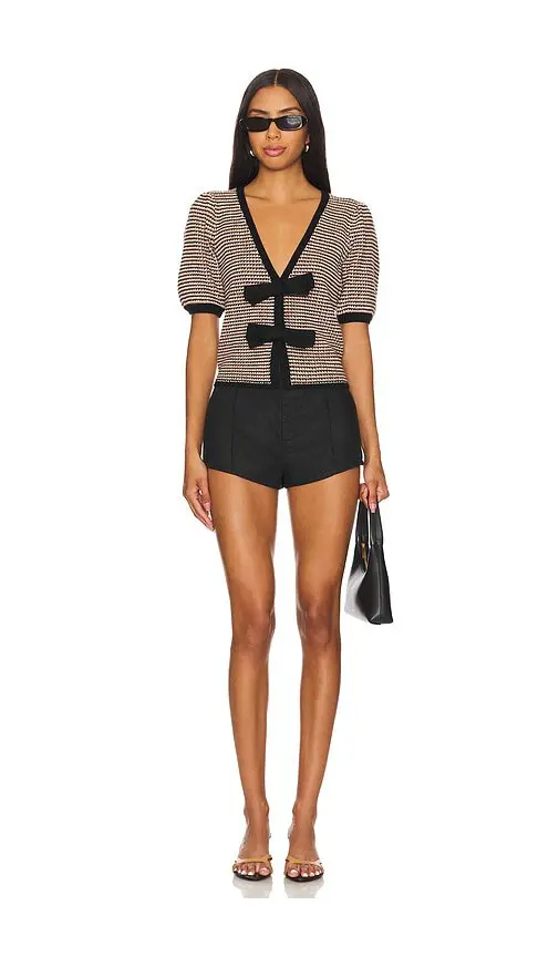 525 America Elaine Puff Sleeve Bow Cardigan - Sea Salt Multi
