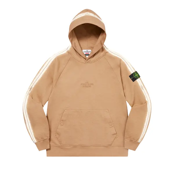 Supreme X Stone Island Stripe Hooded Sweatshirt - Tan