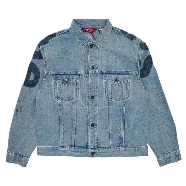 Supreme Inset Logo Denim Trucker Jacket - Blue
