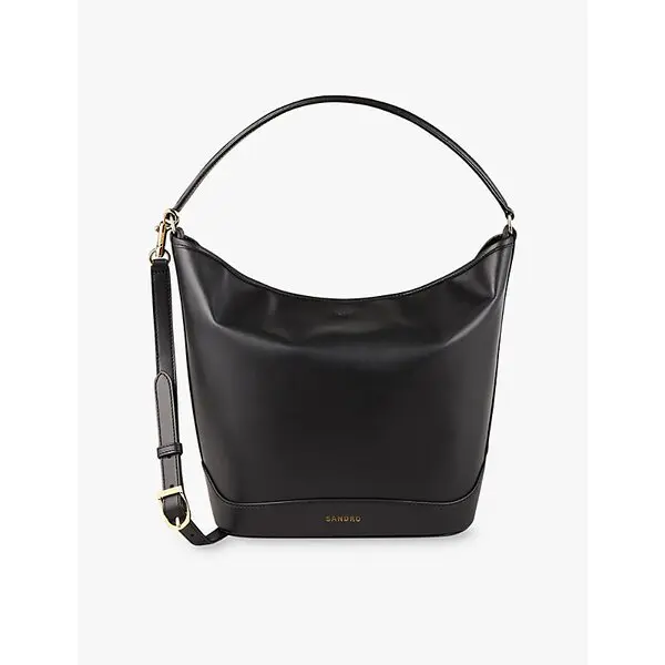 Sandro Slouchy Leather Shoulder Bag - Noir / Gris