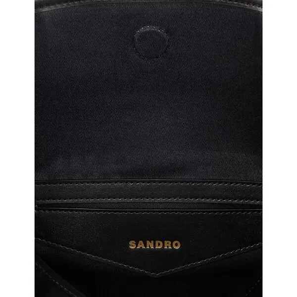 Sandro Slouchy Leather Shoulder Bag - Noir / Gris