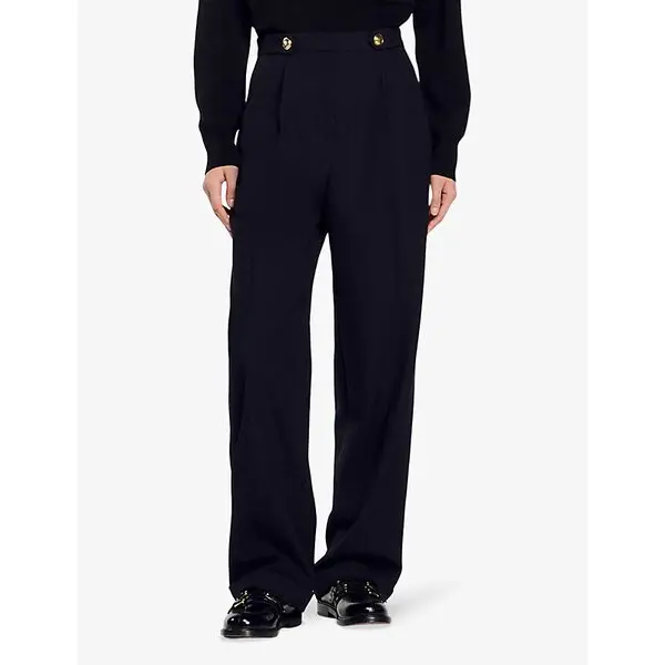 Sandro Button-embellished High-rise Trousers