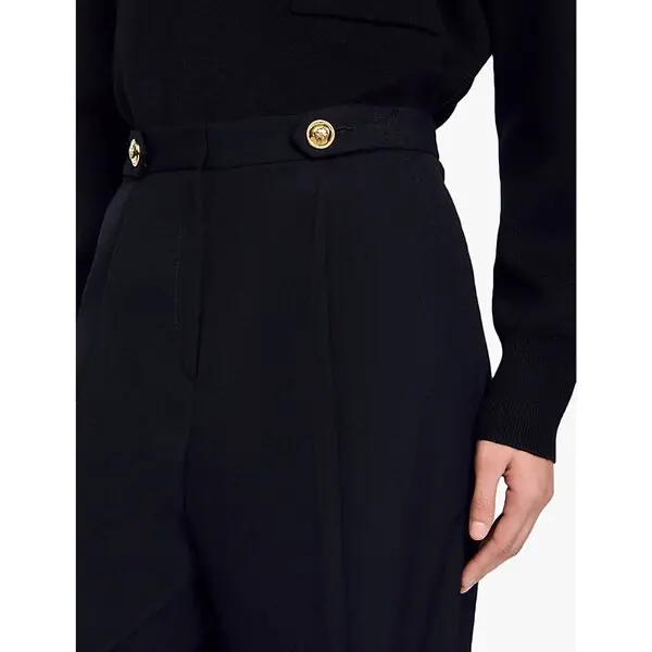 Sandro Button-embellished High-rise Trousers