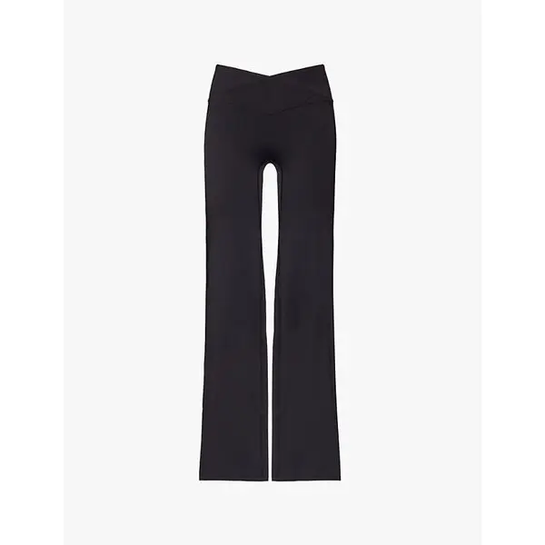 GYMSHARK Crossover Waist Flared-leg Regular Stretch-woven Leggings - Black
