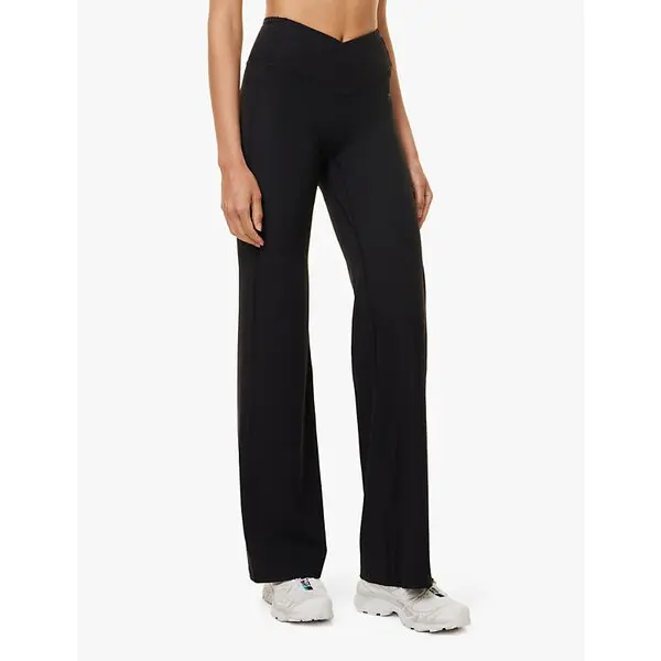 GYMSHARK Crossover Waist Flared-leg Regular Stretch-woven Leggings - Black