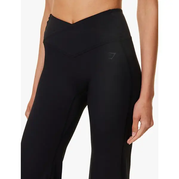 GYMSHARK Crossover Waist Flared-leg Regular Stretch-woven Leggings - Black