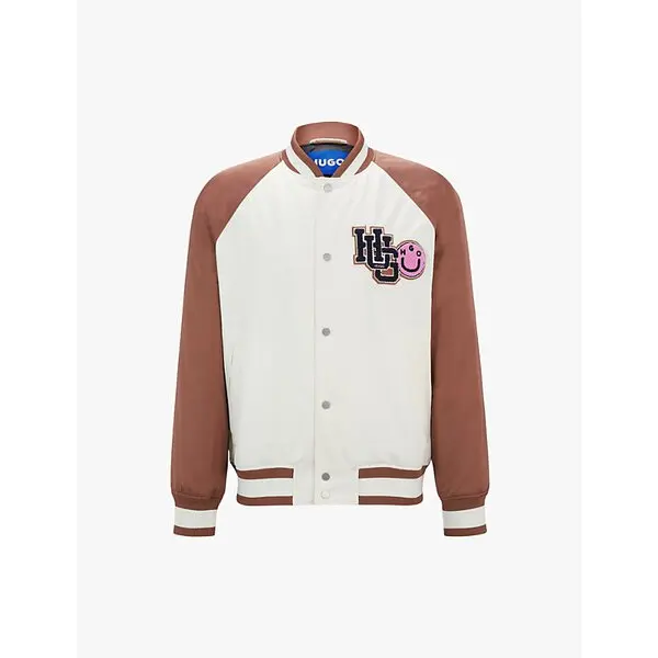 Hugo Logo-patch Contrast-sleeve Woven Bomber Jacket