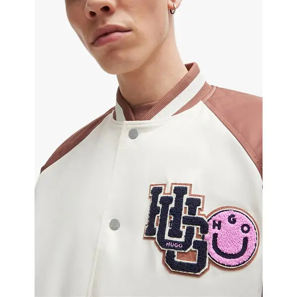 Hugo Logo-patch Contrast-sleeve Woven Bomber Jacket