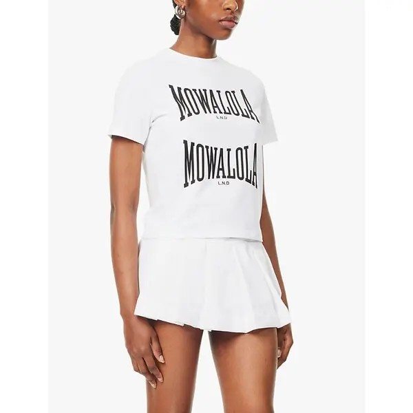 Mowalola Brand-Print Regular-Fit Stretch-Cotton T-Shirt - White