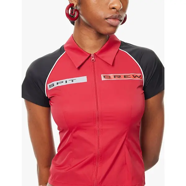 Mowalola Spit Crew Slim-Fit Stretch-Woven Shirt - Red | Editorialist