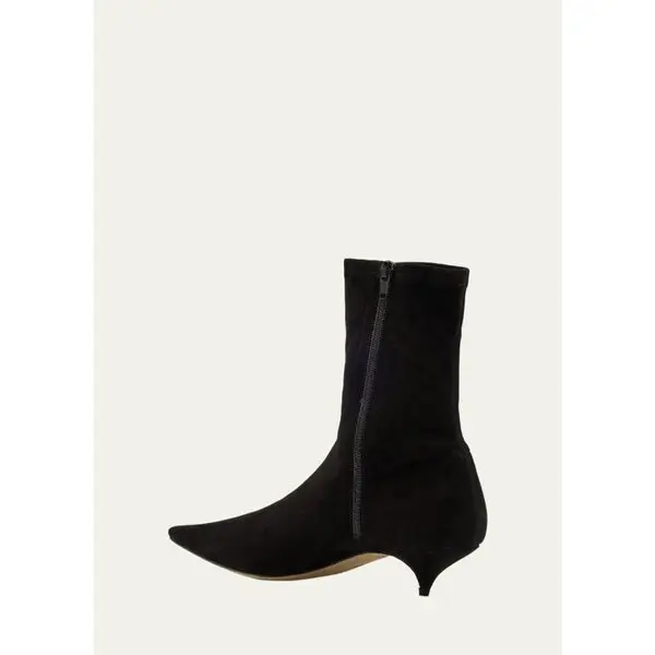 THE ROW Liisa Suede Booties - Moka