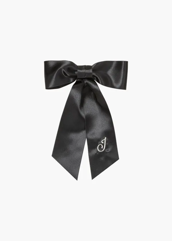 JENNIFER BEHR Initial April Satin Bow Barrette - Black