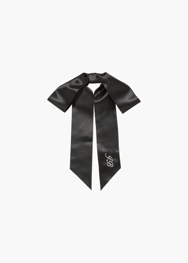 JENNIFER BEHR Monogram Adley Satin Bow Barrette - Black