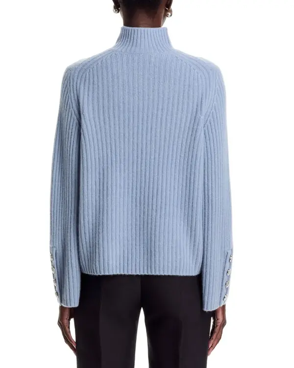 Bloomingdale'S Rib Knit Bell Sleeve Turtleneck Sweater - Dolphin