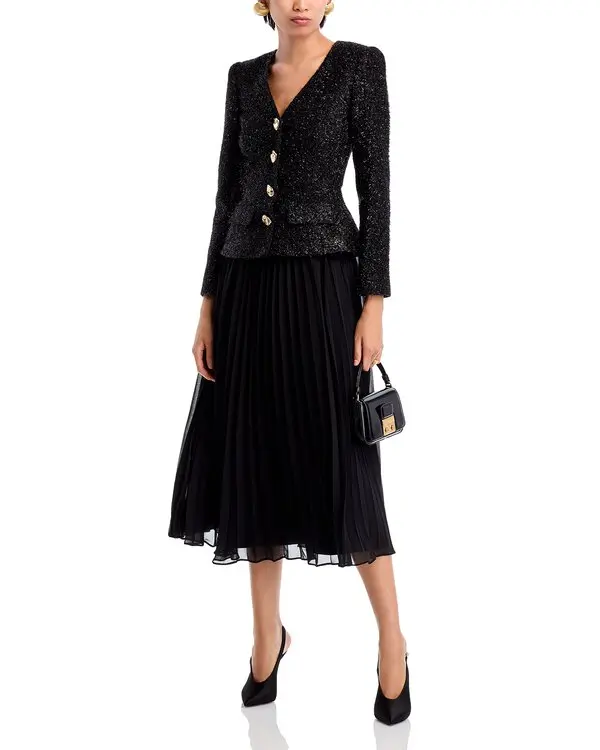 Self-Portrait Tinsel Boucle Midi Dress In Black - 75% Off | Editorialist