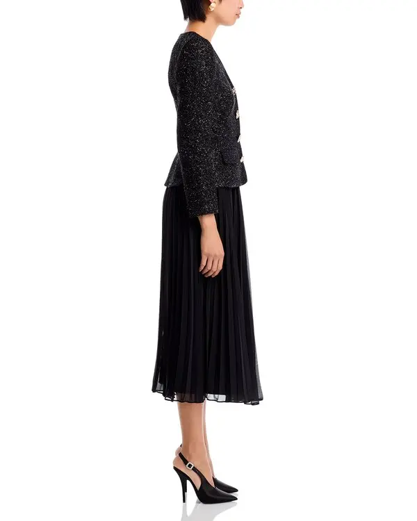 Self-Portrait Tinsel Boucle Midi Dress In Black - 75% Off | Editorialist