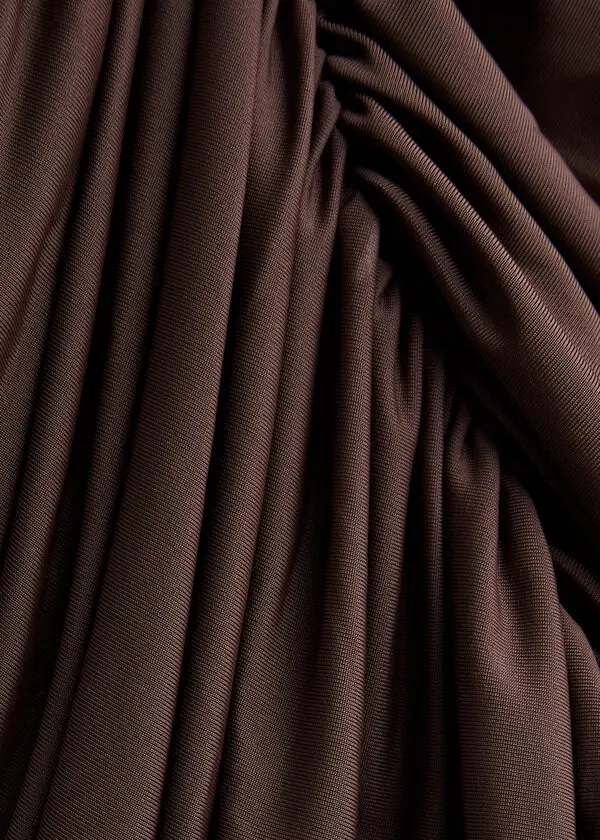 De La Vali Ravenna Draped Stretch-Jersey Mini Dress - Chocolate |  Editorialist